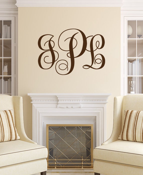 Monogram Wall Decal Family Decor Vinyl Lettering Sticker Custom Decals ...
