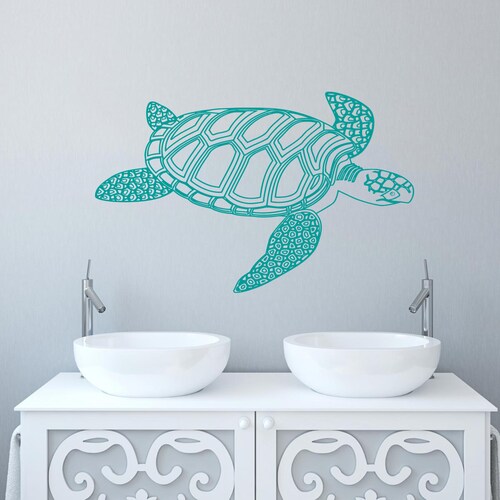 Turtle Wall Decal Sea Animals Decor Nautical Wall Decal Ocean - Etsy