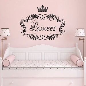 Girl Name WALL DECAL Girl Princess Crown Vinyl Lettering Decal, Sticker ...