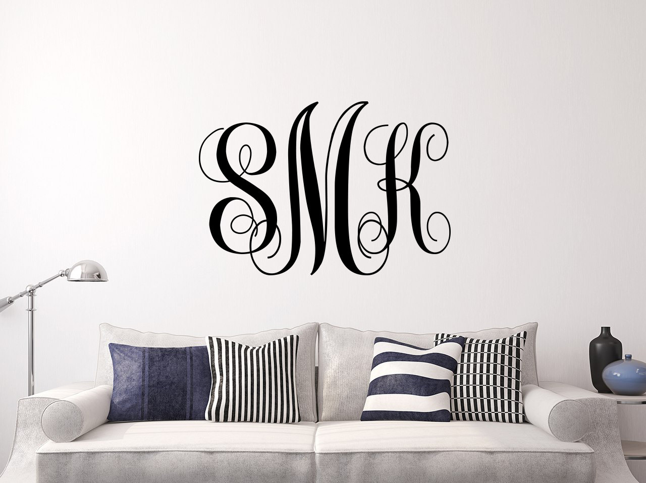 Monogram Wall Decal Family Decor Vinyl Lettering Sticker Custom Decals ...