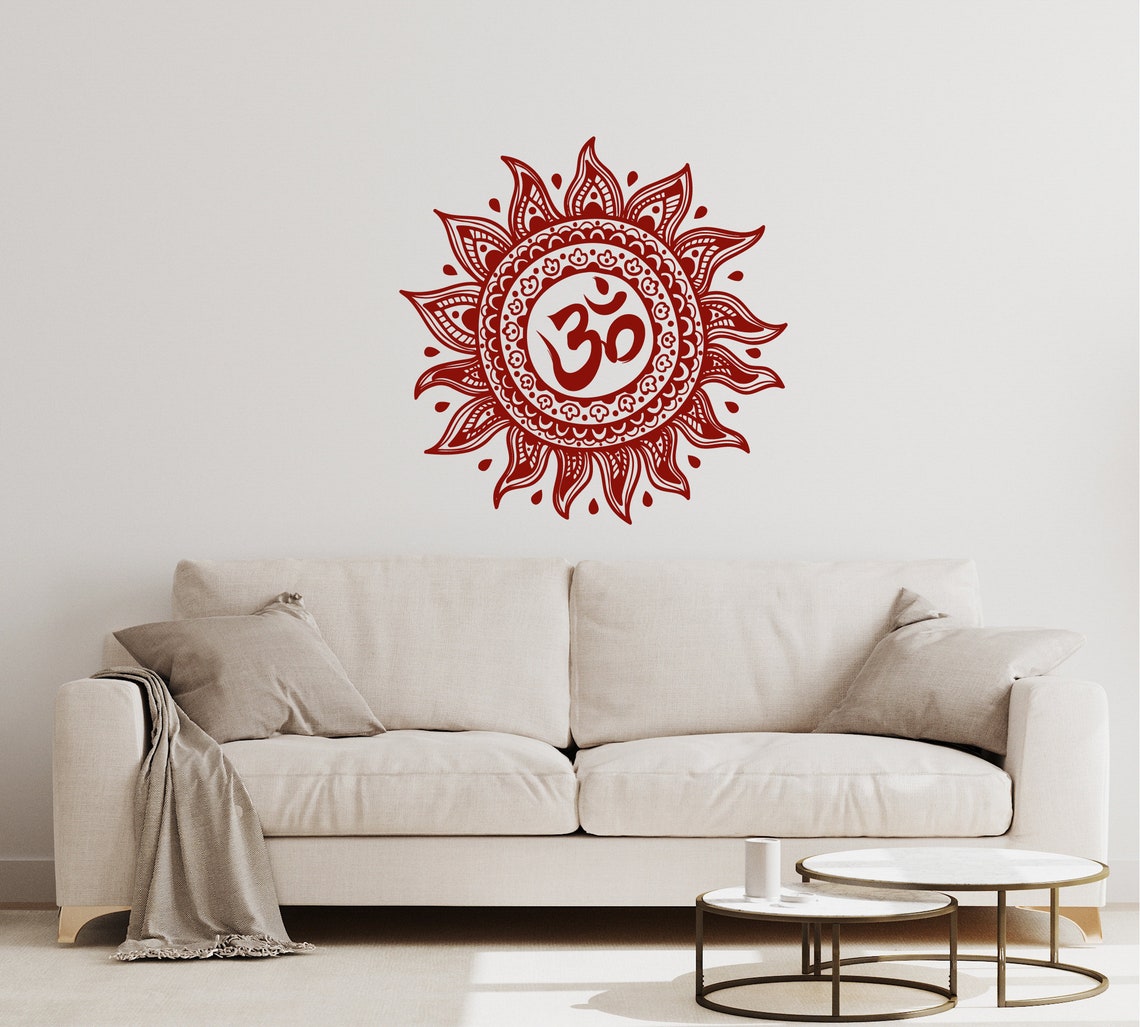 Om Wall Decal Mandala Vinyl Sticker Decals Lotus Flower Home - Etsy