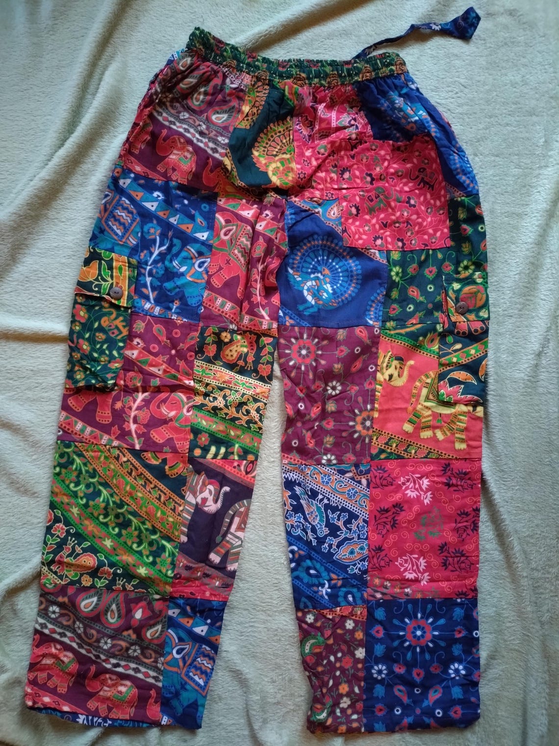 Patterned Patchwork Cotton Cargo Pant - Etsy