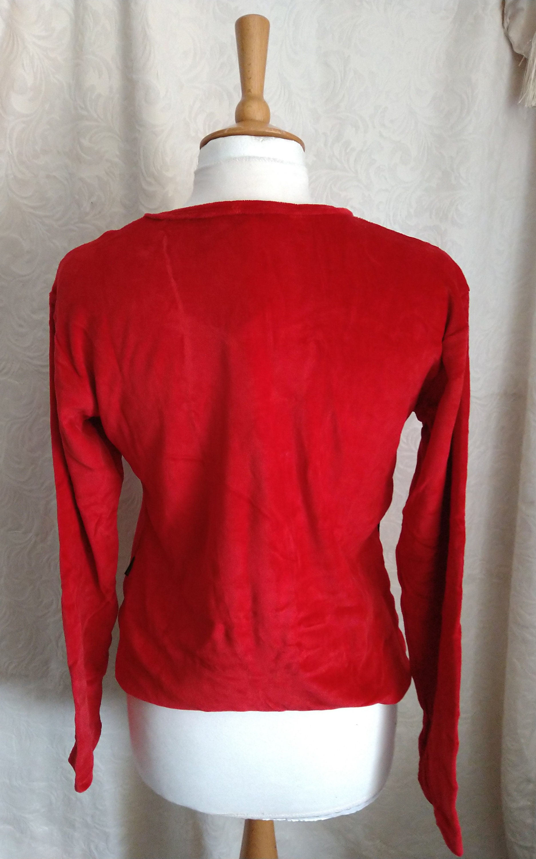 Long Sleeve Embroidered Velour Top - Etsy