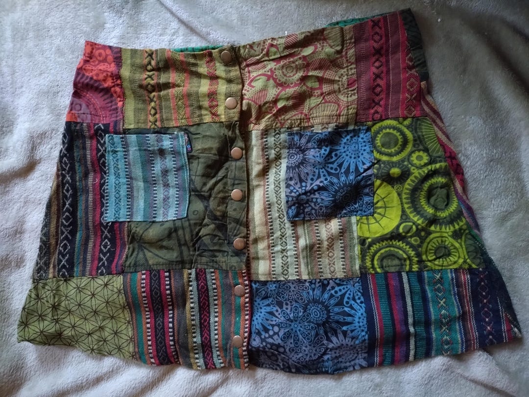 Patchwork Button Through Mini Skirt - Etsy