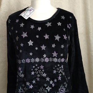 Long Sleeve Embroidered Velour Top - Etsy