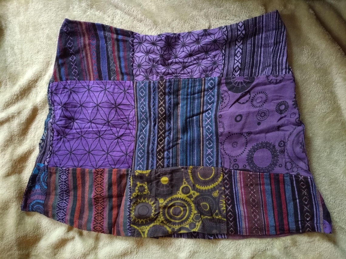 Patchwork Button Through Mini Skirt - Etsy