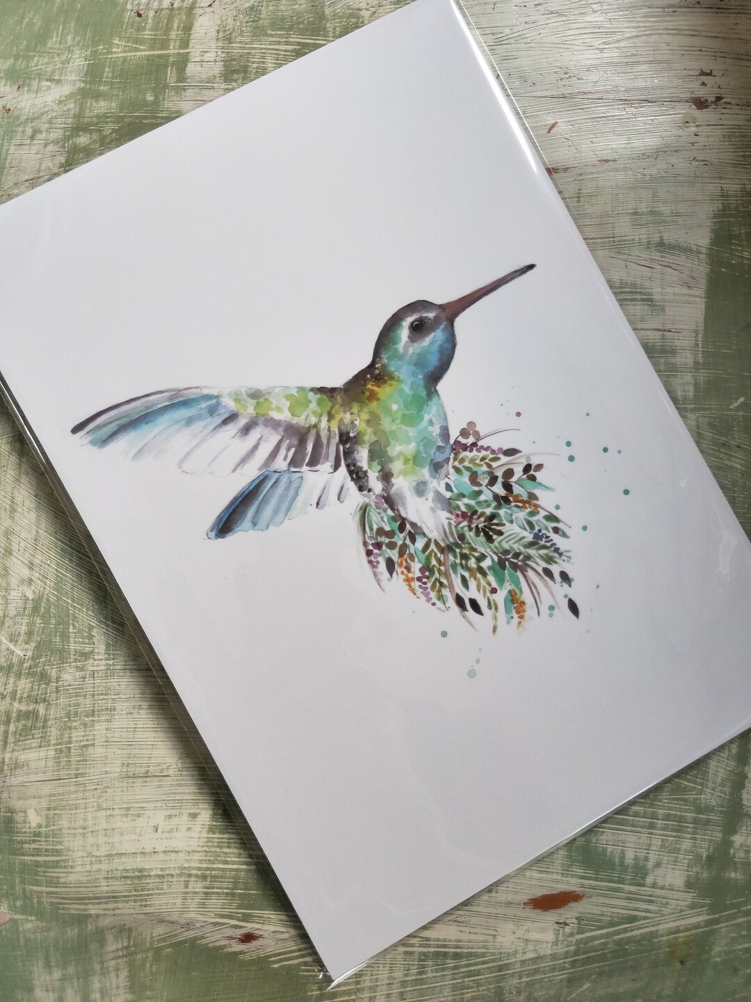 Leafy Hummingbird Print - Etsy