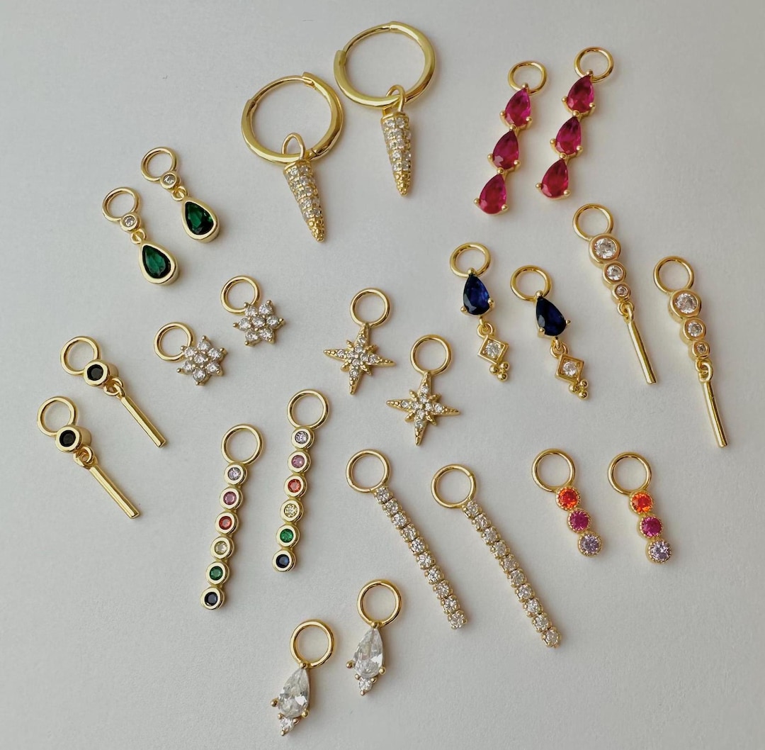 Hoop Earring Charms, Set of 2 Charms, 18k Gold Plated .925 Sterling ...