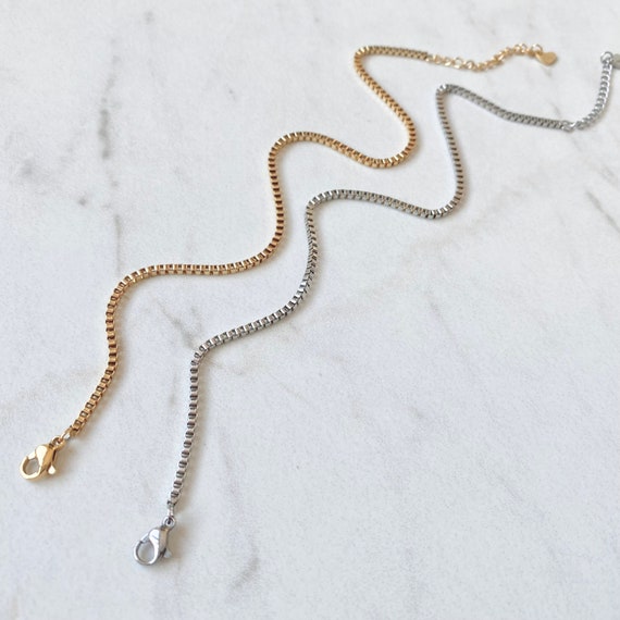 Box Chain Anklet Stainless Steel Ankle Bracelet Gold and | Etsy