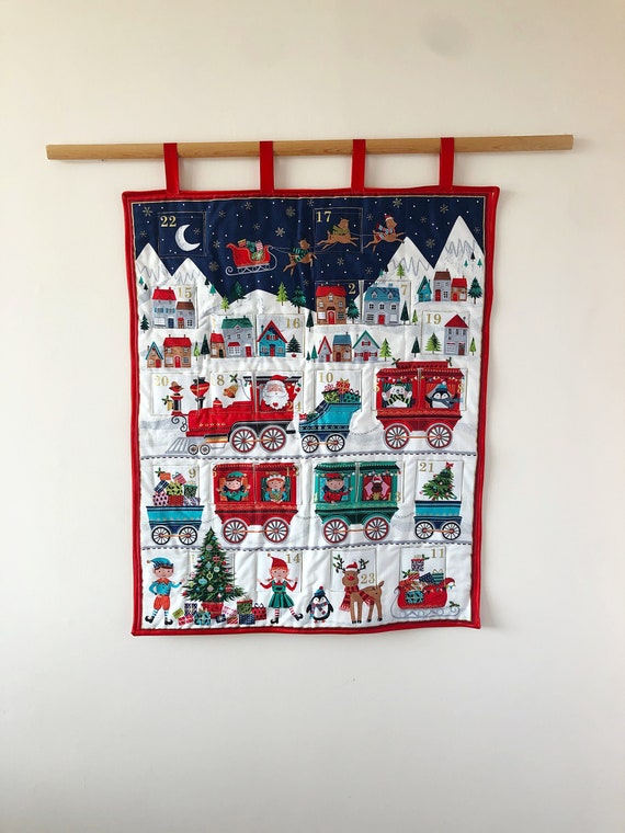 Kids Train Advent Calendar Made From Panel With 24 Pockets - Etsy