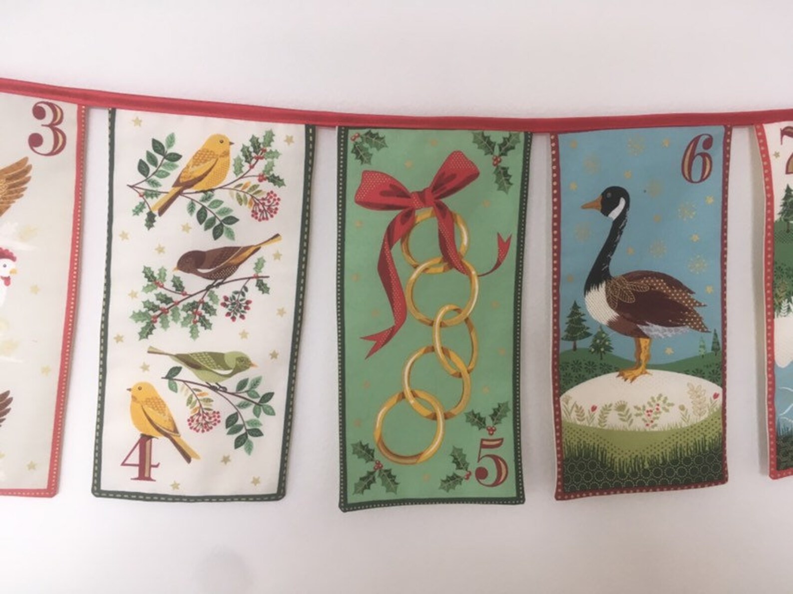 Fabric 12 Days of Christmas Bunting With Additional Wall - Etsy UK
