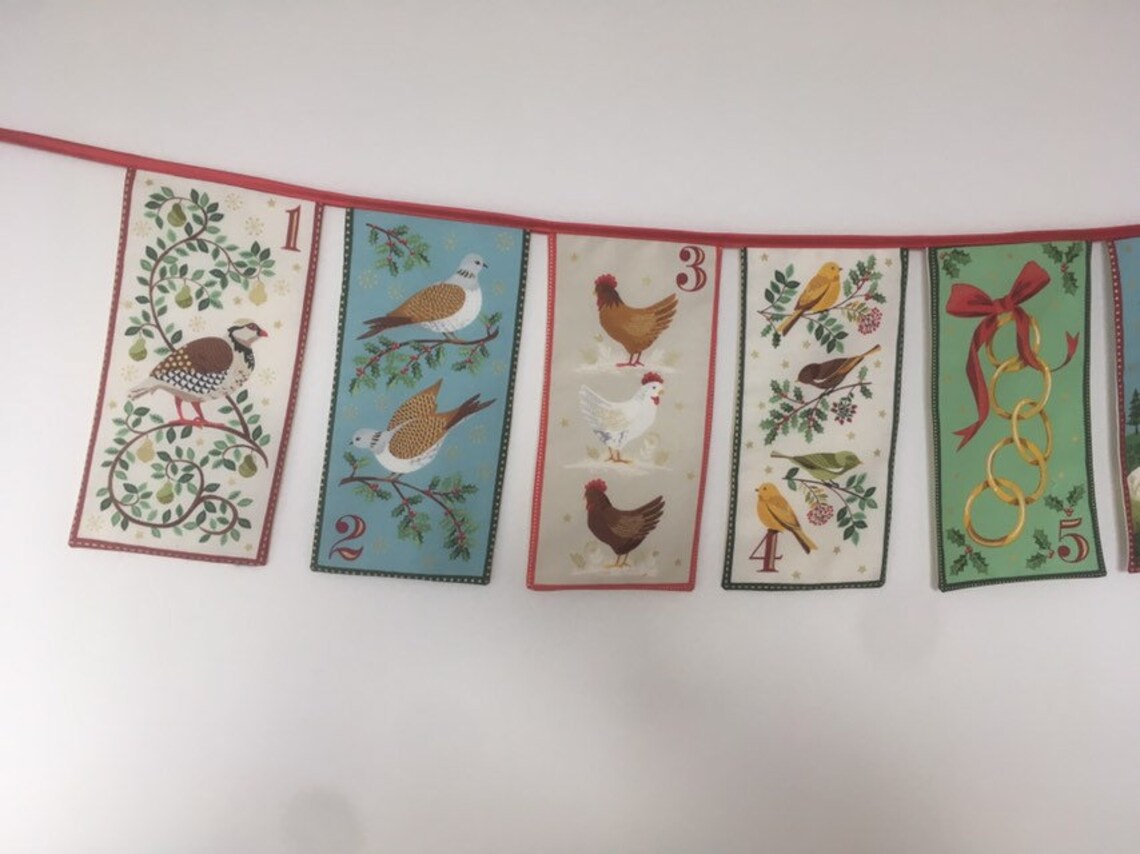 Fabric 12 Days of Christmas Bunting With Additional Wall - Etsy