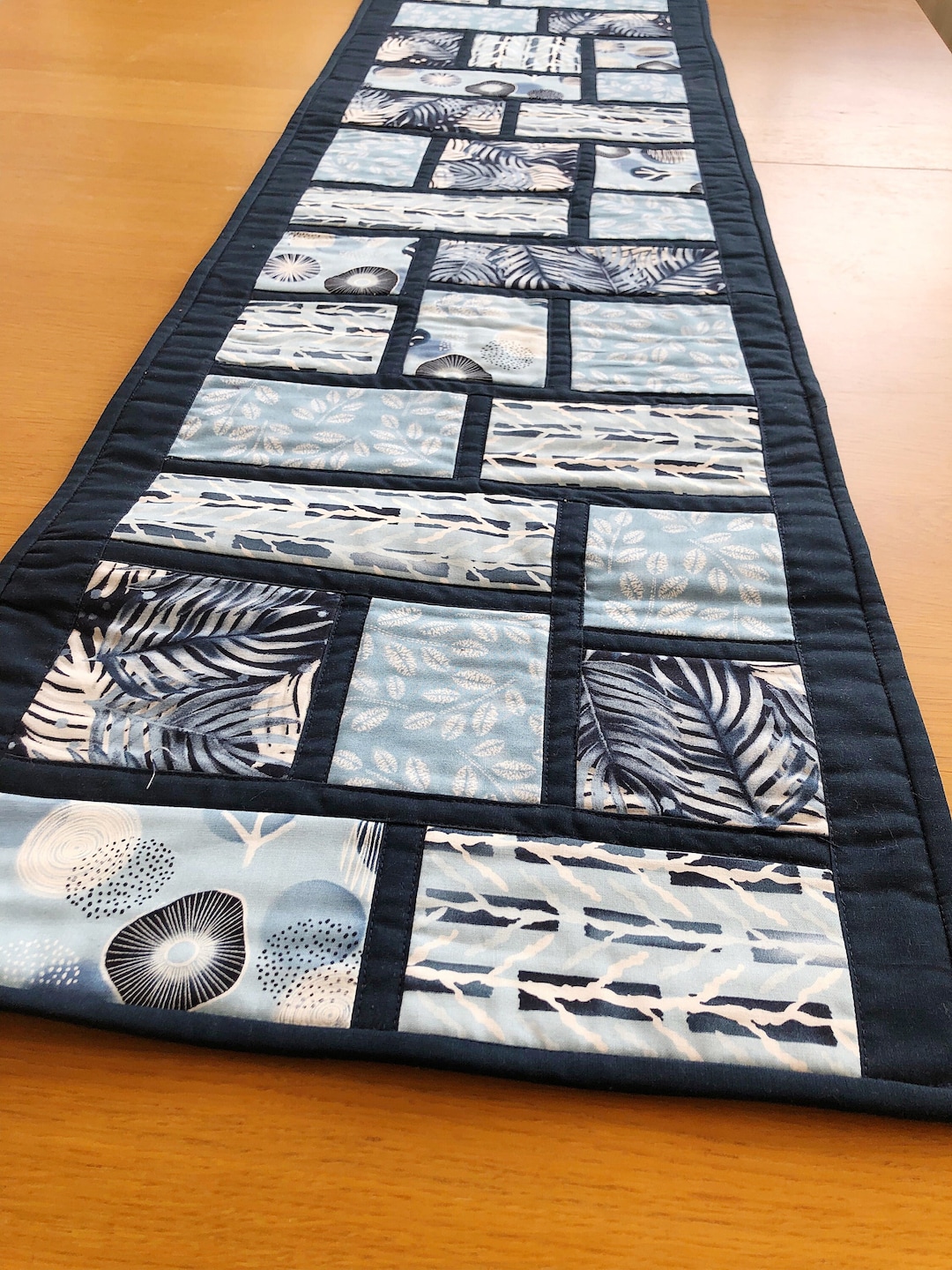 Blue Modern Quilted Table Runner. Spring Summer - Etsy