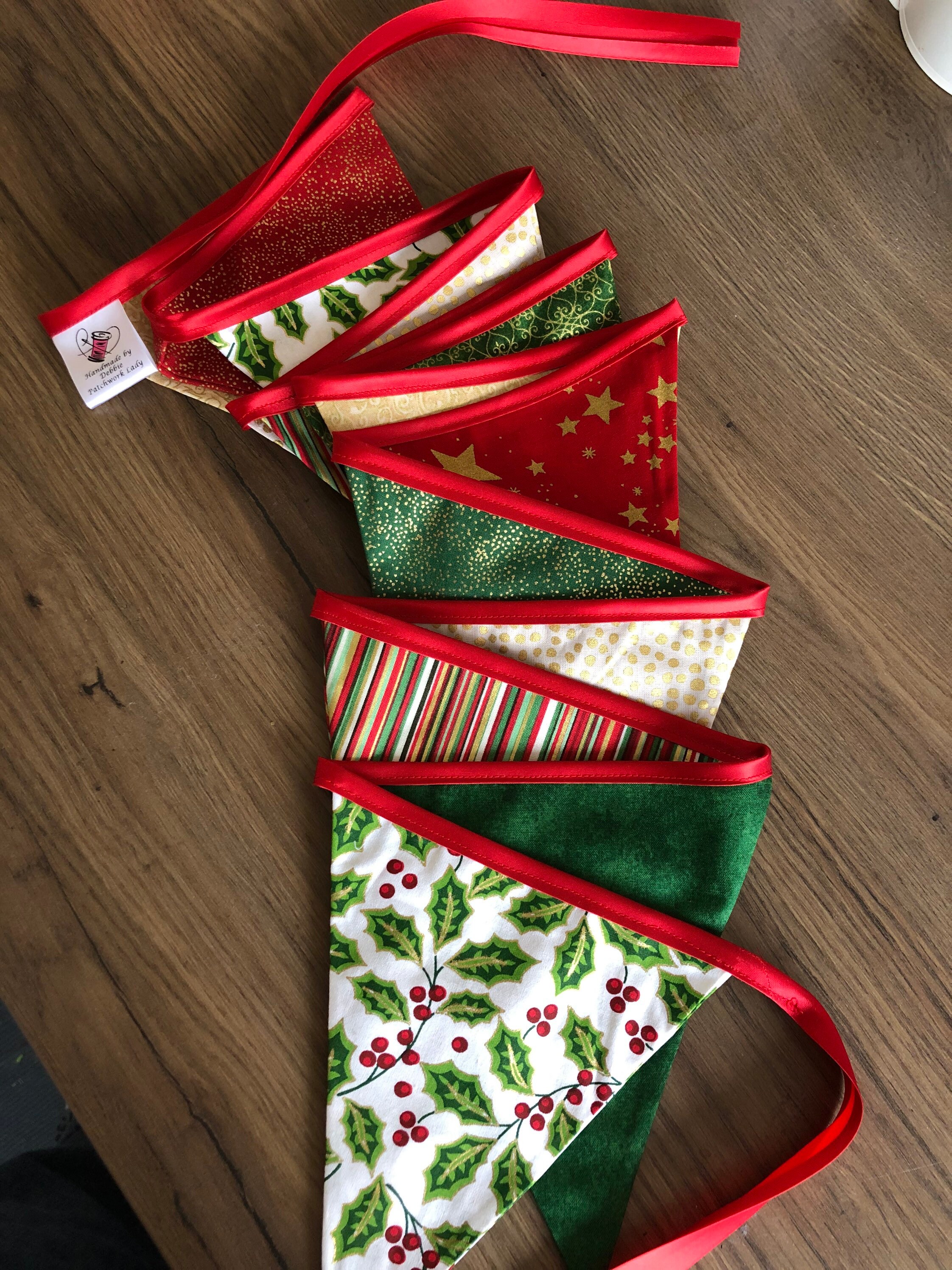 Christmas Fabric Bunting on Satin Header Tape. Choose Your Length, 2m ...