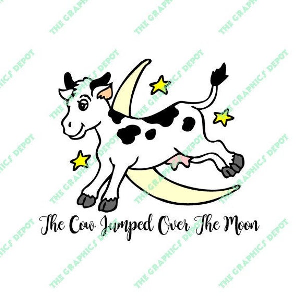 The Cow Jumped Over the Moon Png - Etsy