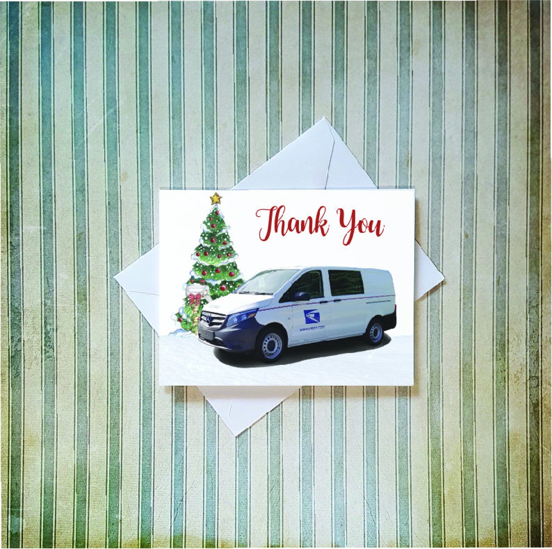 Mailman Christmas Thank You Note Cards, Postal Worker, US Mail, Carrier ...