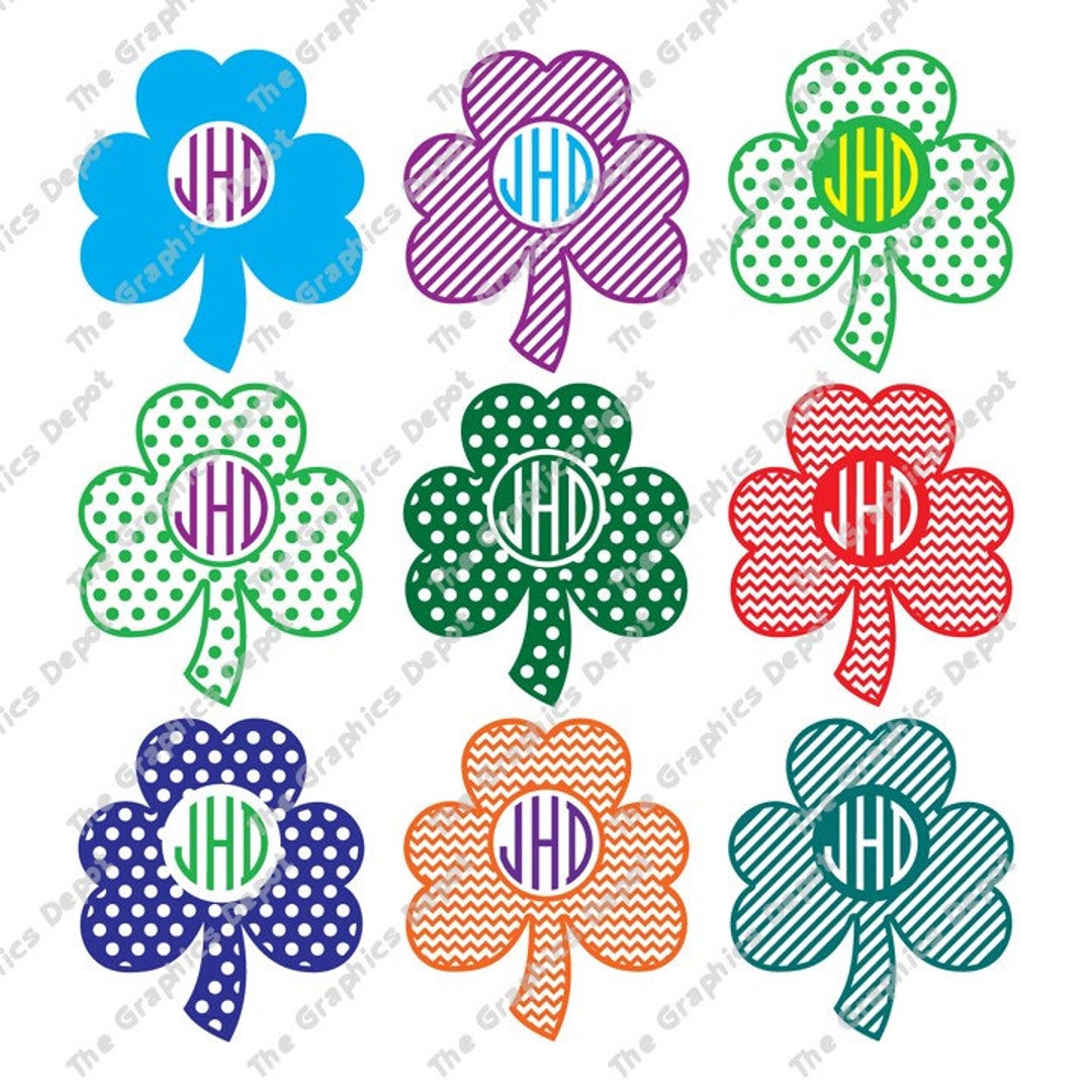 Shamrock Monogram Frames Instant Download Dxf, Svg, Eps, Ai, Pdf Cut ...