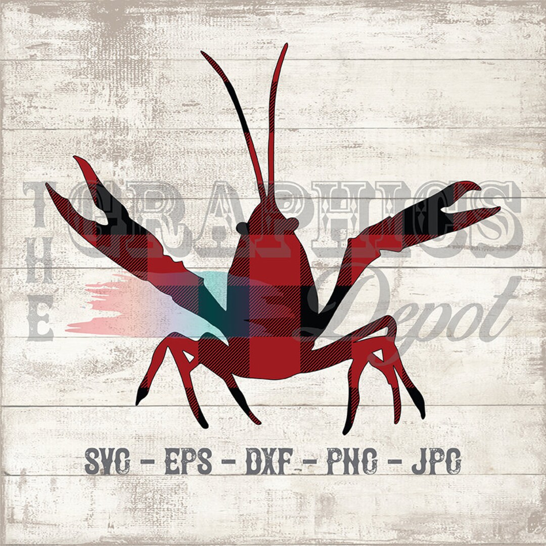 Crawfish Buffalo Plaid PNG & JPG Files Louisiana Crawfish Cut File ...