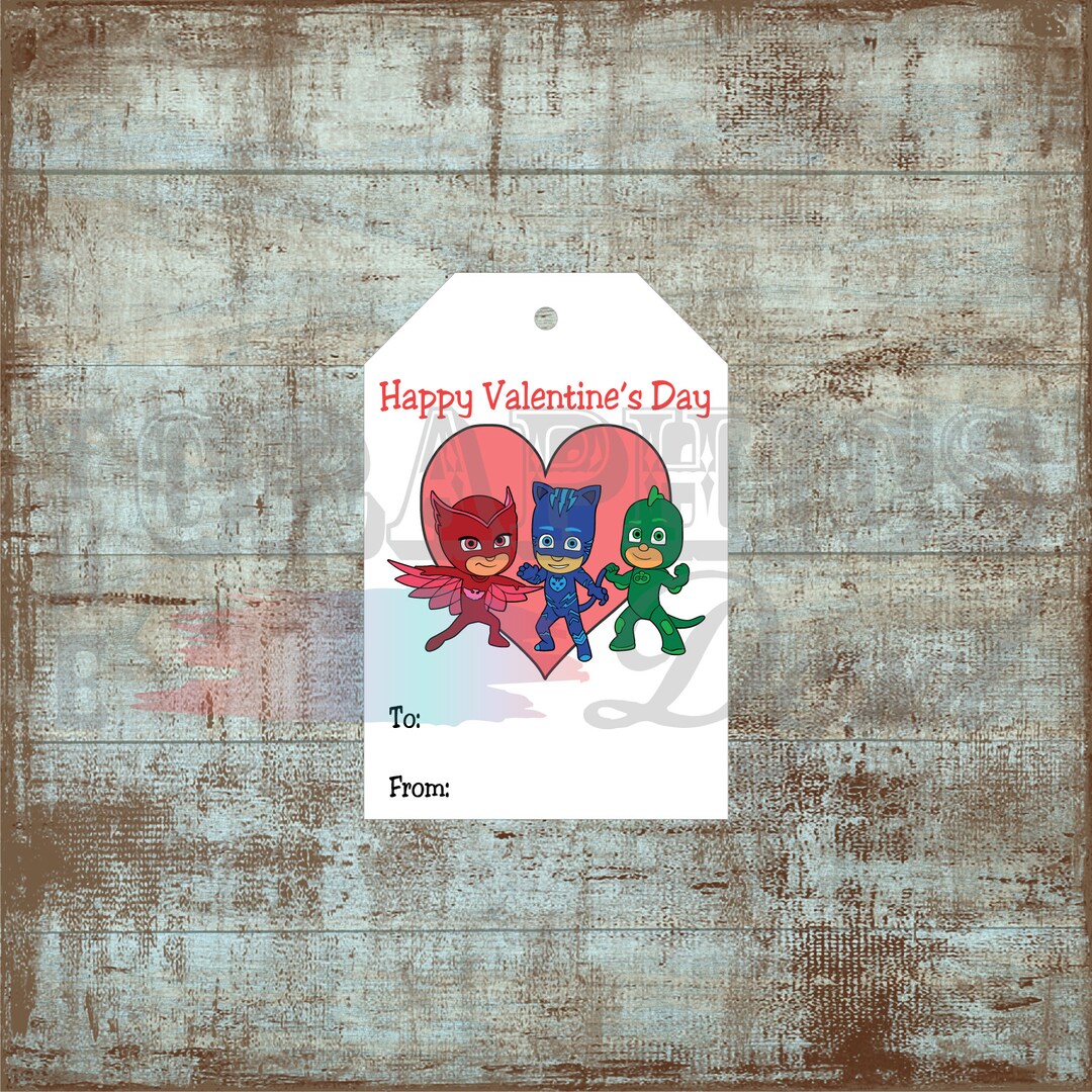 PJ Masks Printable Valentines Tags Instant Download Valentinstag ...