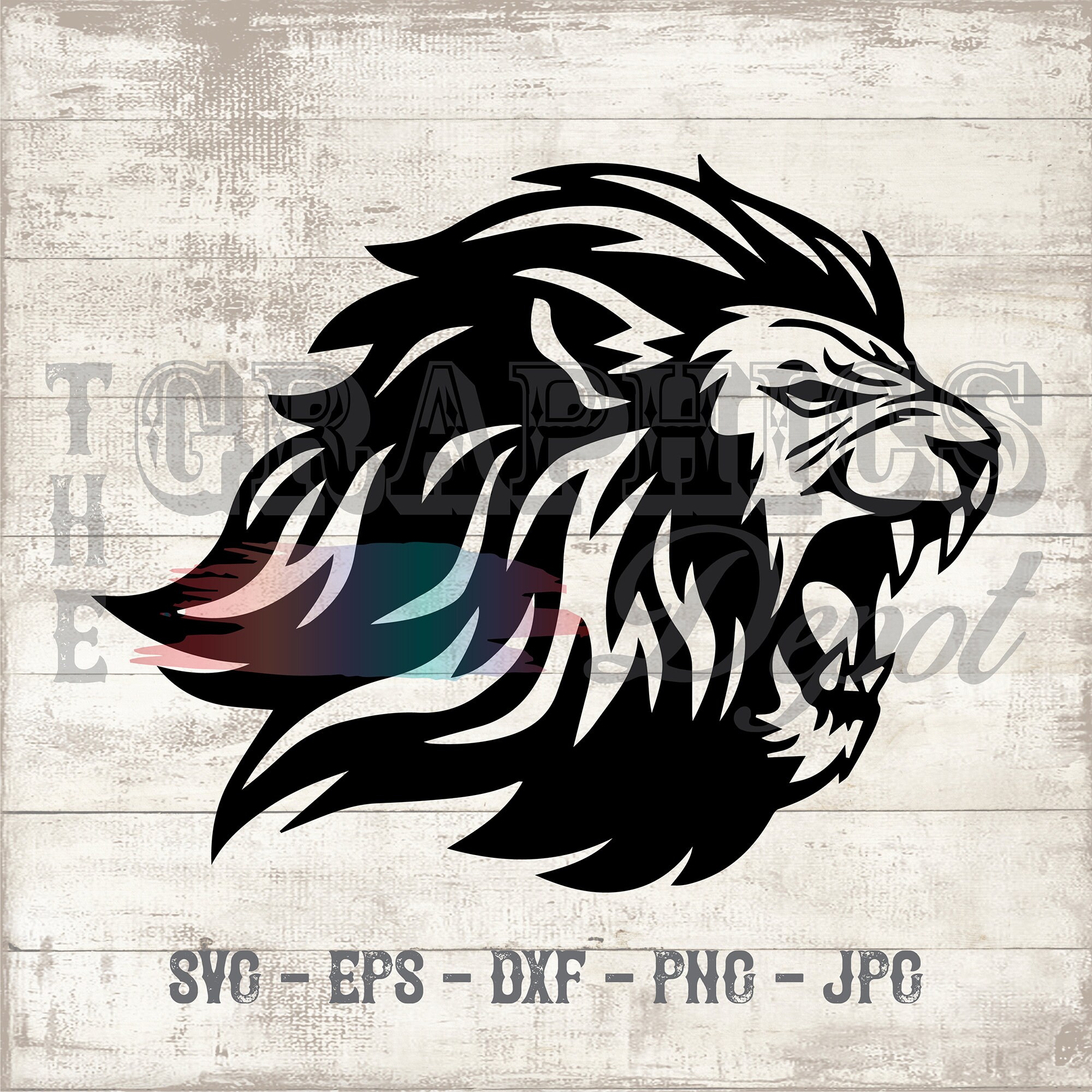 Lion Roaring Side View Silhouette