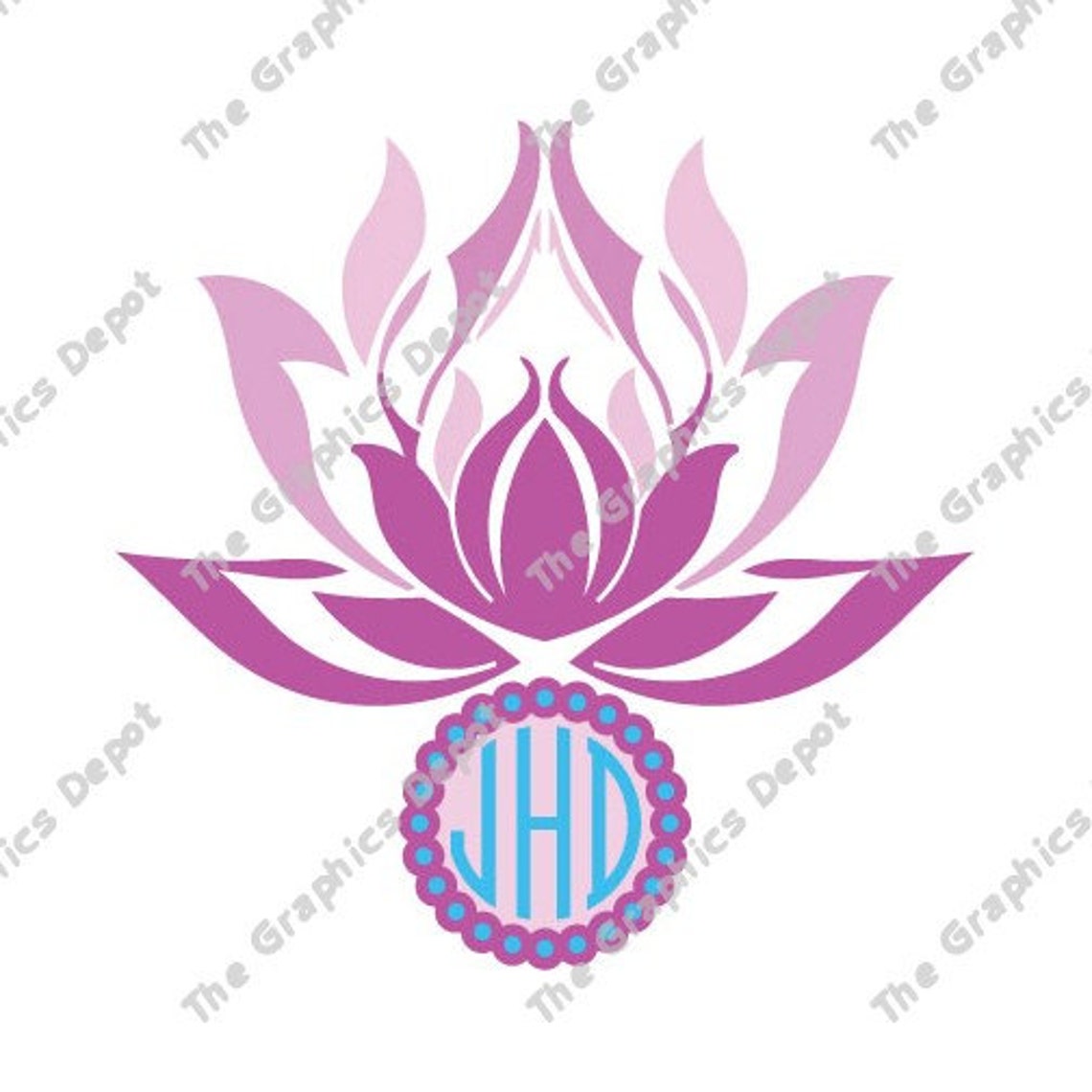 Lotus Flower Monogram Frame Instant Download Svg Dxf | Etsy