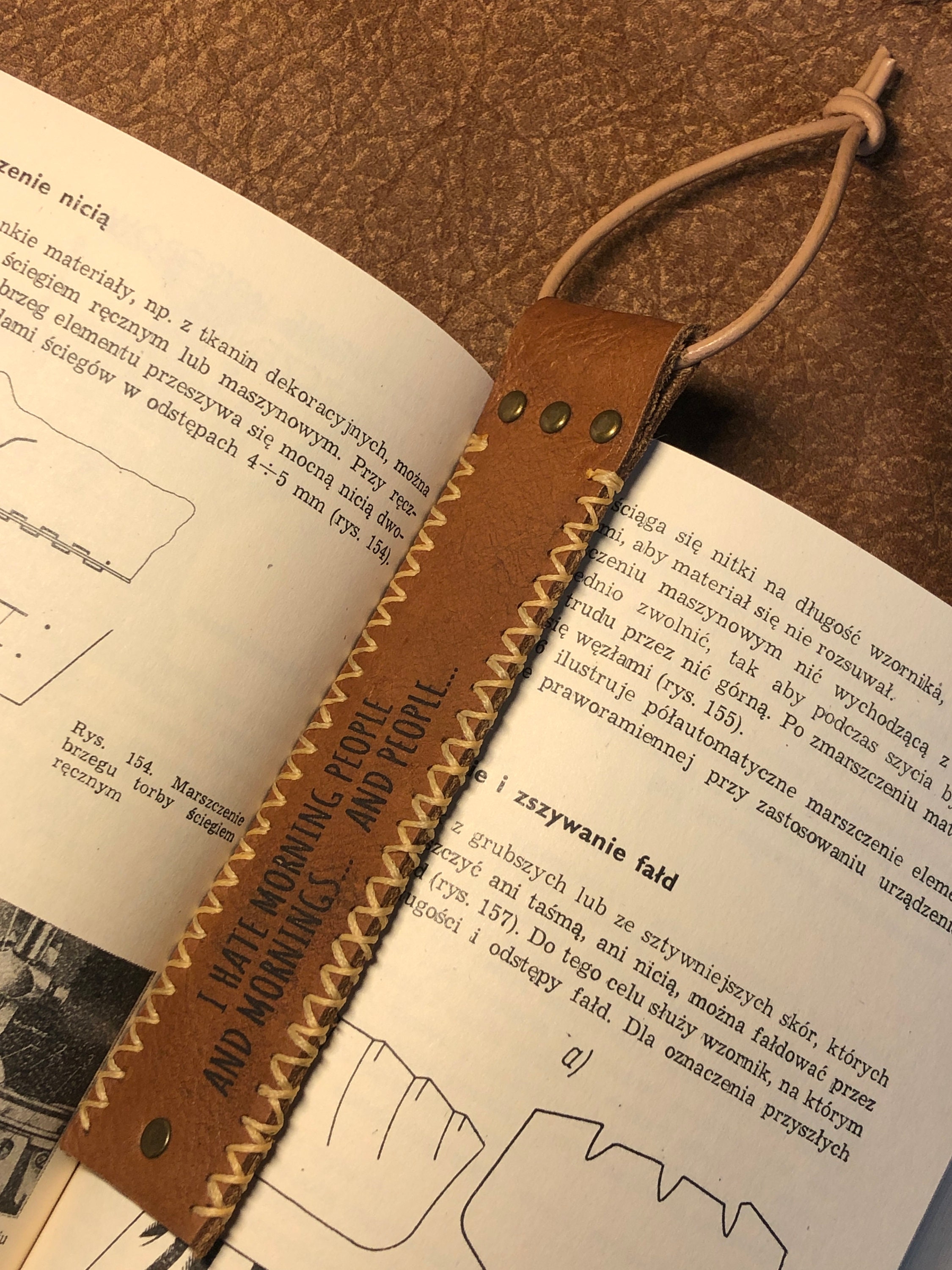 Leather Bookmark for an Introvert, Bookmark With the Inscription i Hate ...