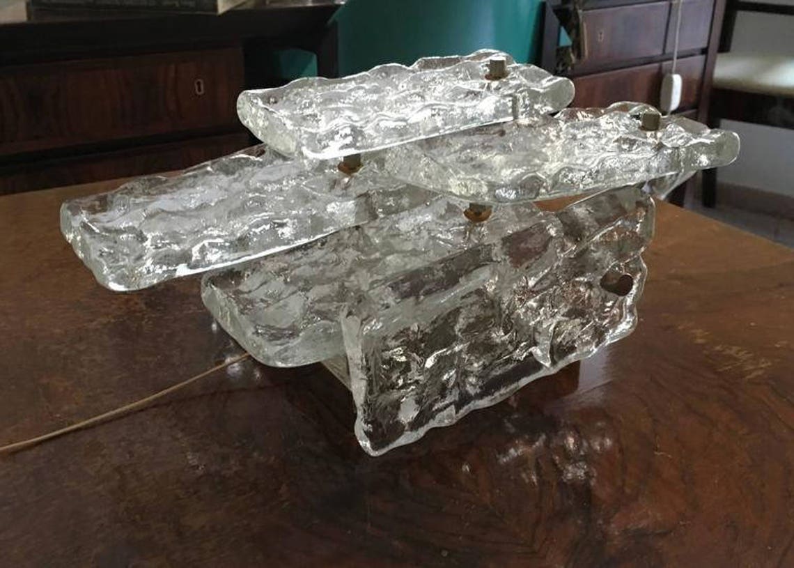 Ice Glass Wall Light Sconce by Kalmar - Etsy