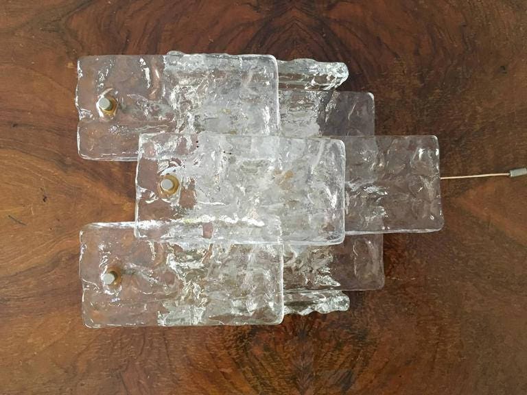 Ice Glass Wall Light, Sconce by Kalmar - Etsy