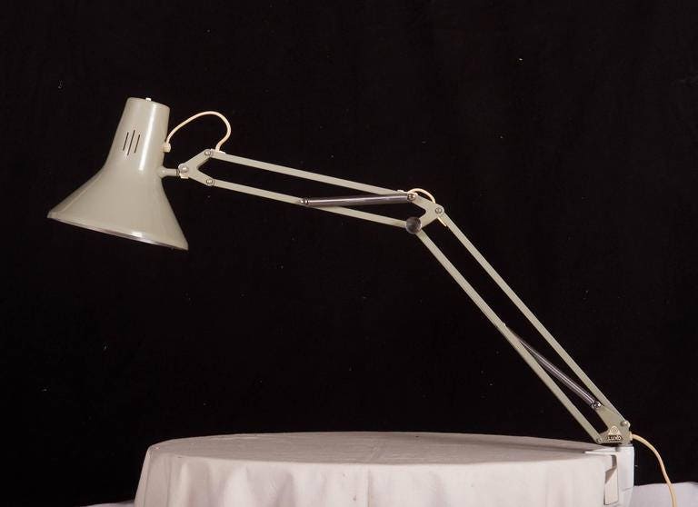 Small Grey Desk, Table Lamp by Luxo - Etsy