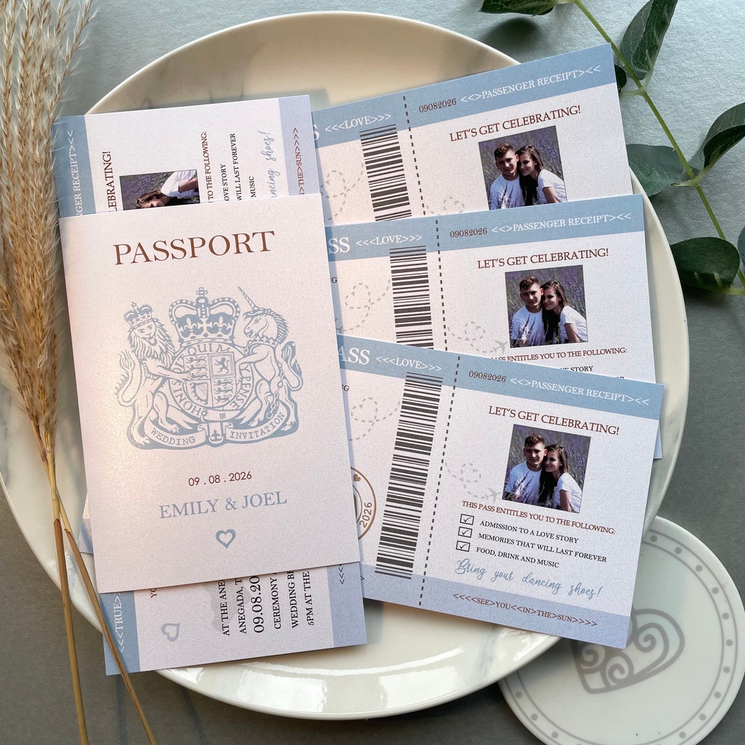 Pearlescent Passport Wedding Invitation: Destination Wedding and Travel ...