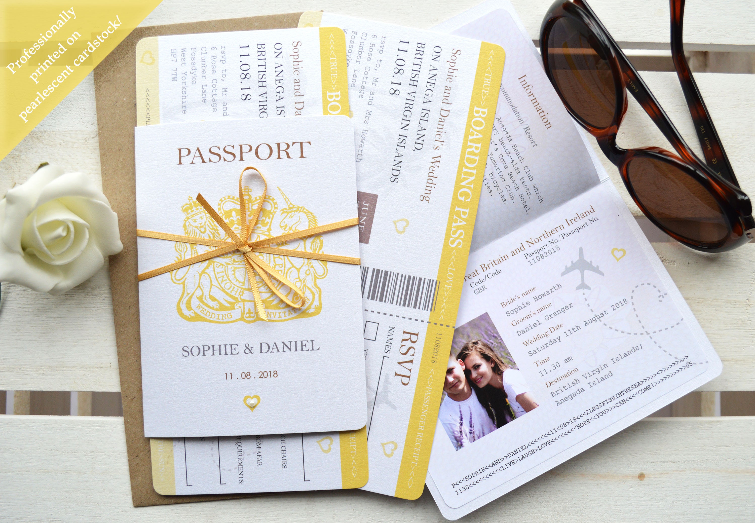 Luxury Wrap Bow Passport Wedding Invitation and Boarding Pass - Etsy UK