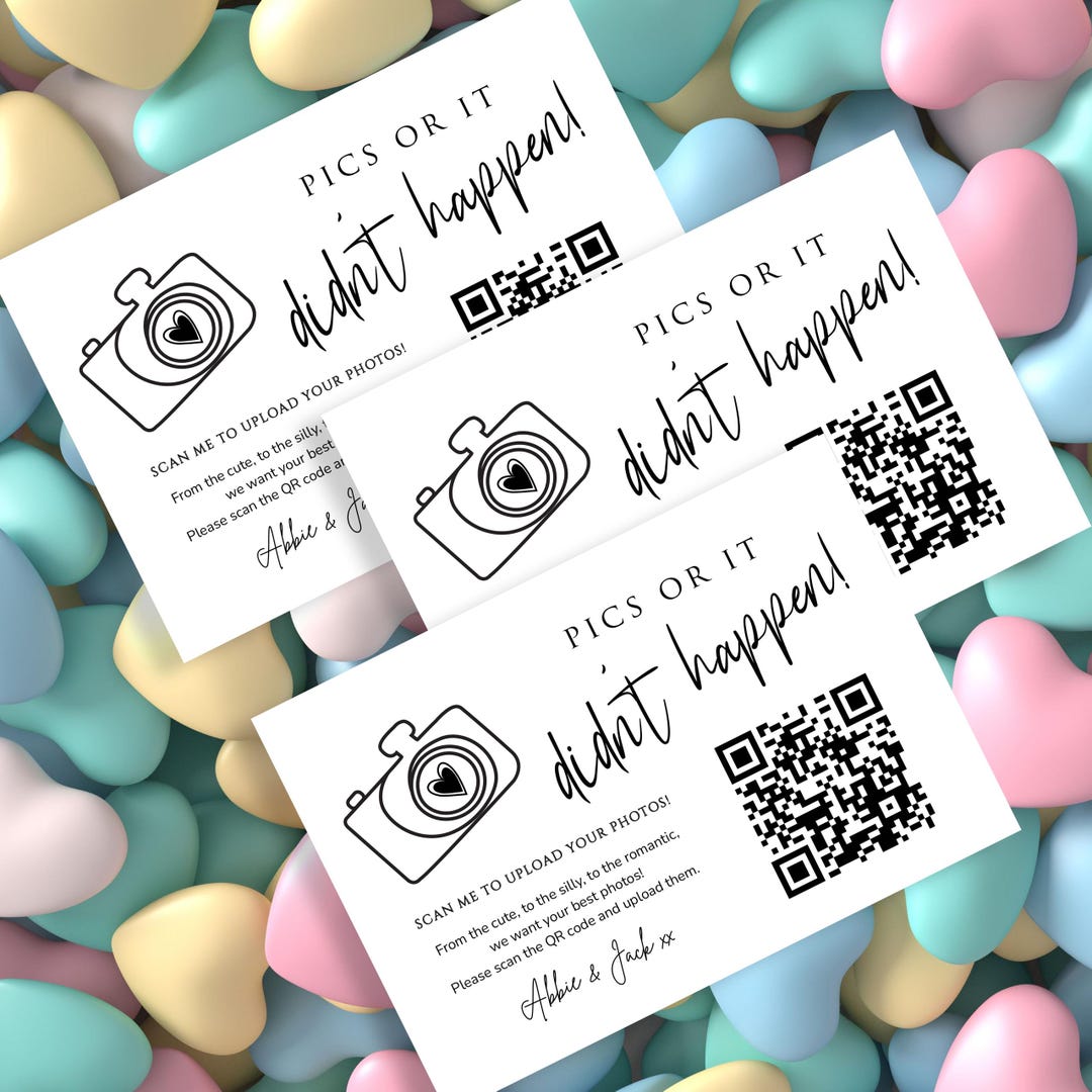 Pearlescent, Wedding Photo Album QR Code Cards: Guest Upload, Modern ...