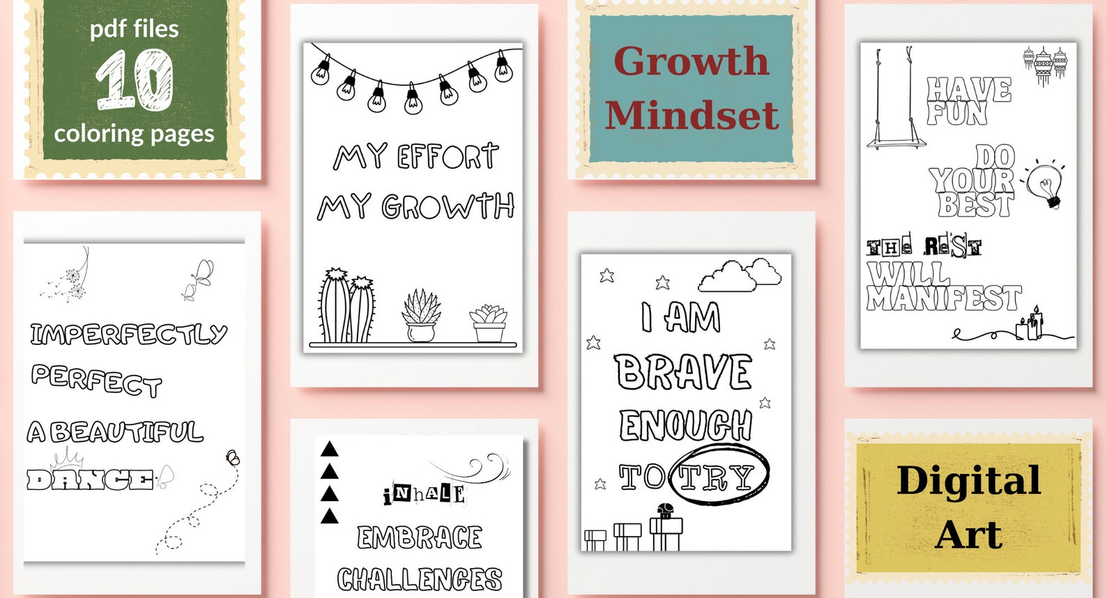 Printable & Coloring Posters for Kids/ Set of 10 Printable Pages for ...