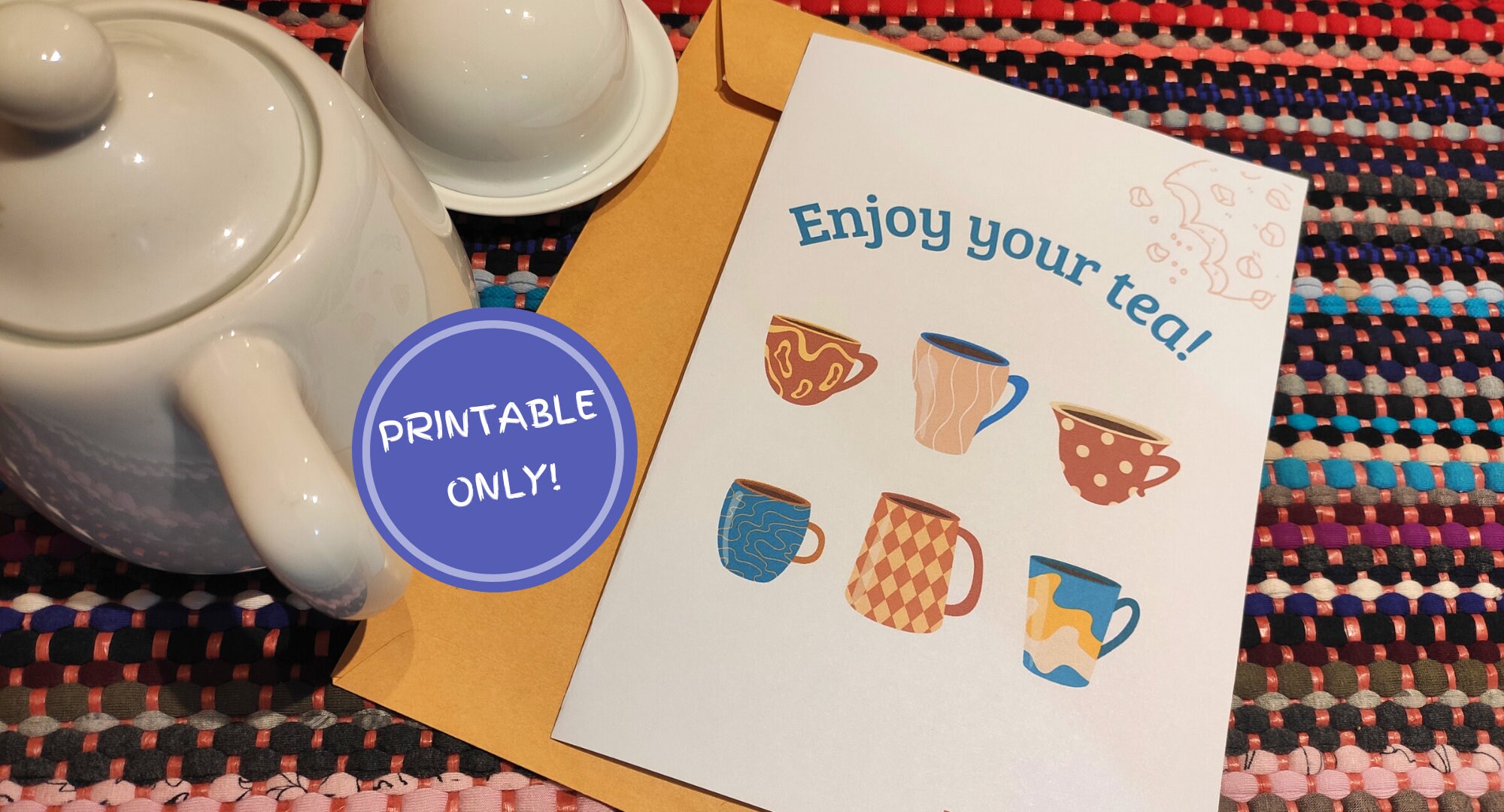 PRINTABLE CARD/ DIGITAL Card/ Tea Card/ Funny Card/ Enjoy Your Tea ...