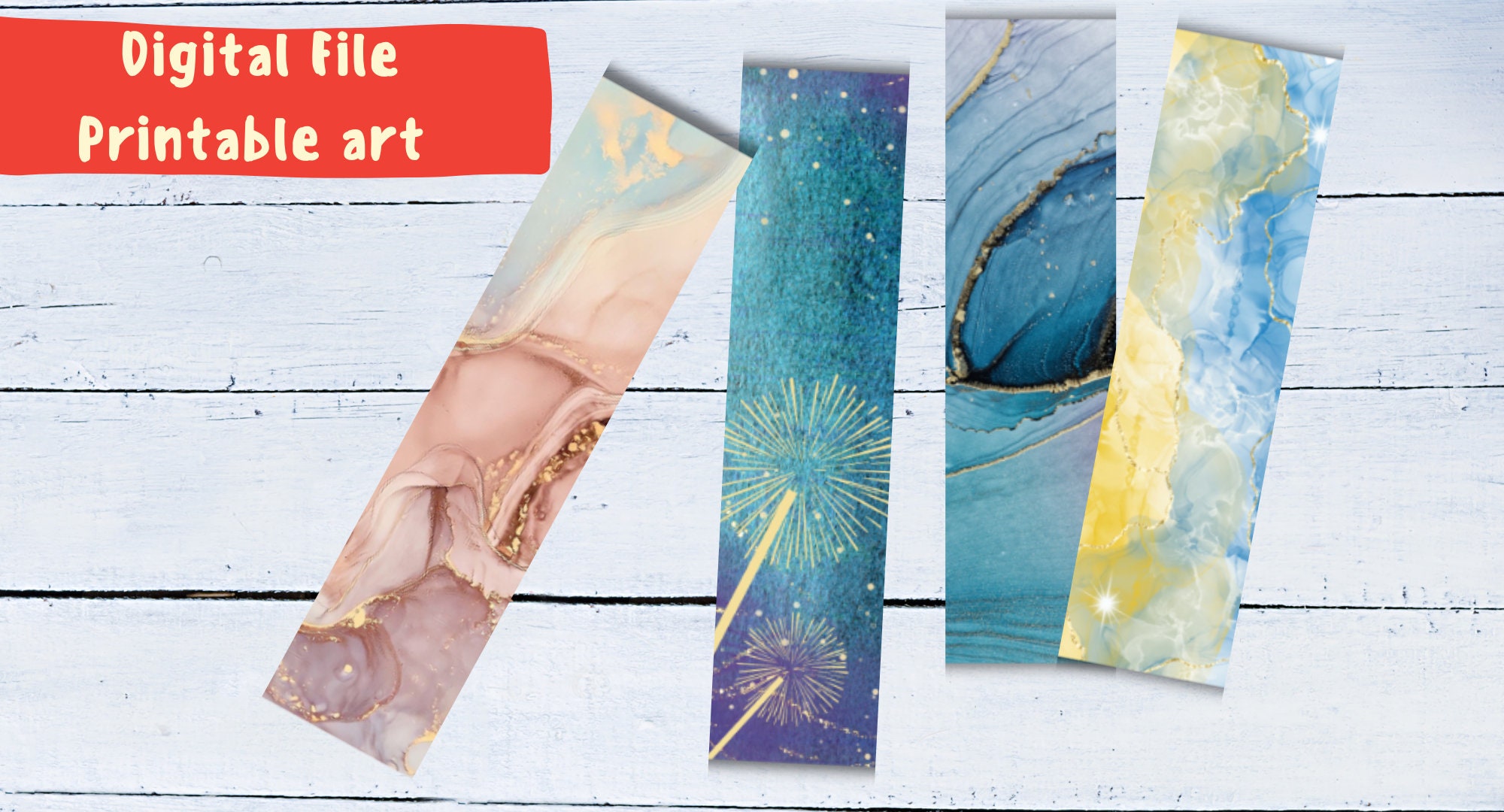 Printable Bookmarks, Set of 12 Watercolor Bookmarks, Abstract Design ...