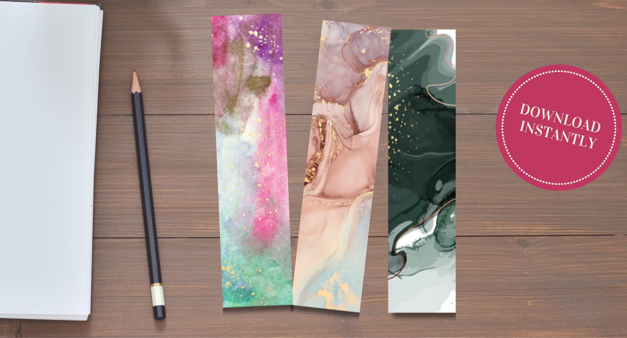 Printable Bookmarks, Set of 12 Watercolor Bookmarks, Abstract Design ...