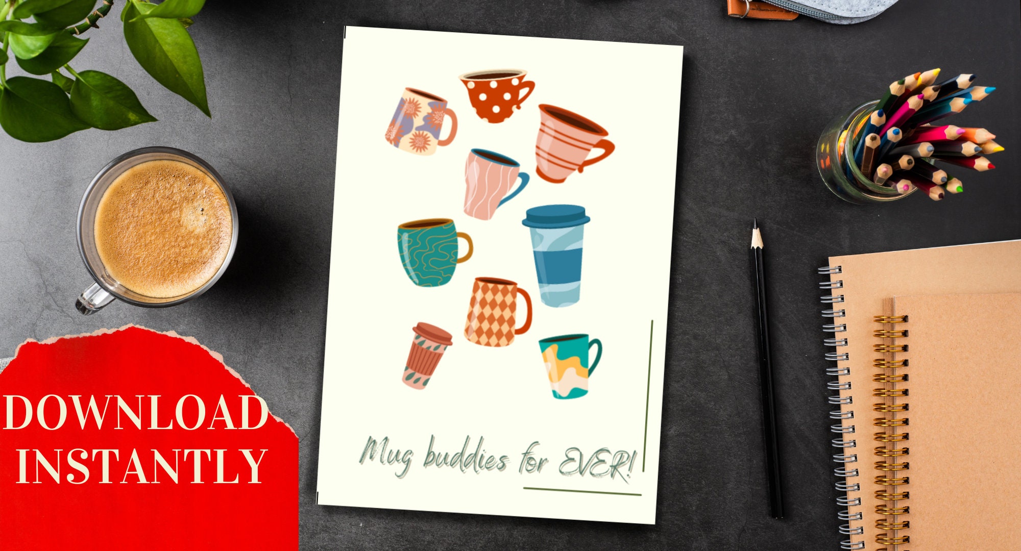 PRINTABLE CARD/ DIGITAL Card/ Coffee Card/ Funny Card/ Mug Buddies ...
