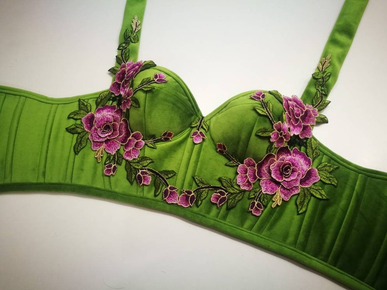 Green Velvet Bustier - Etsy