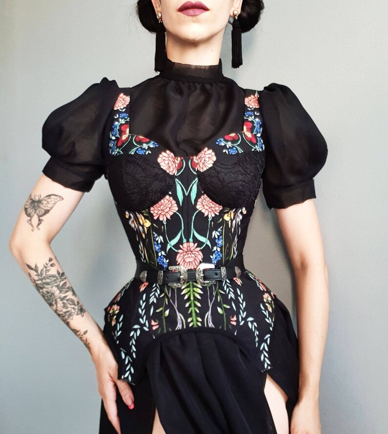 Floral Corset With Cups - Etsy