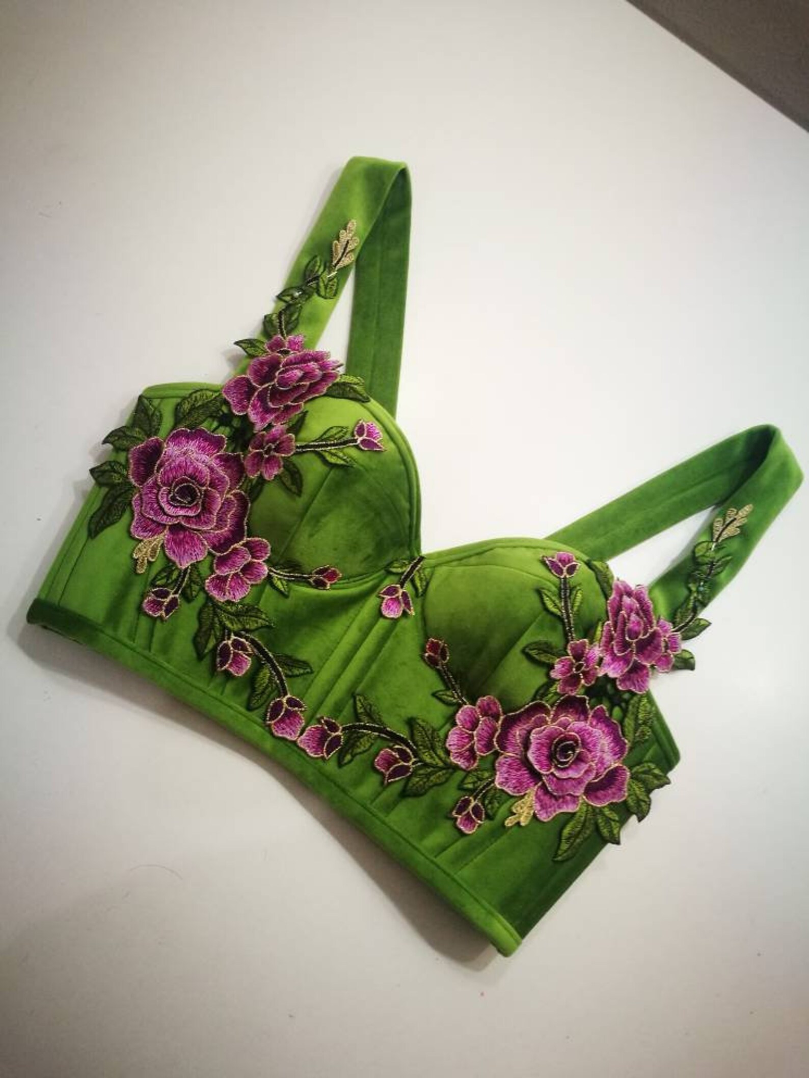 Green Velvet Bustier - Etsy