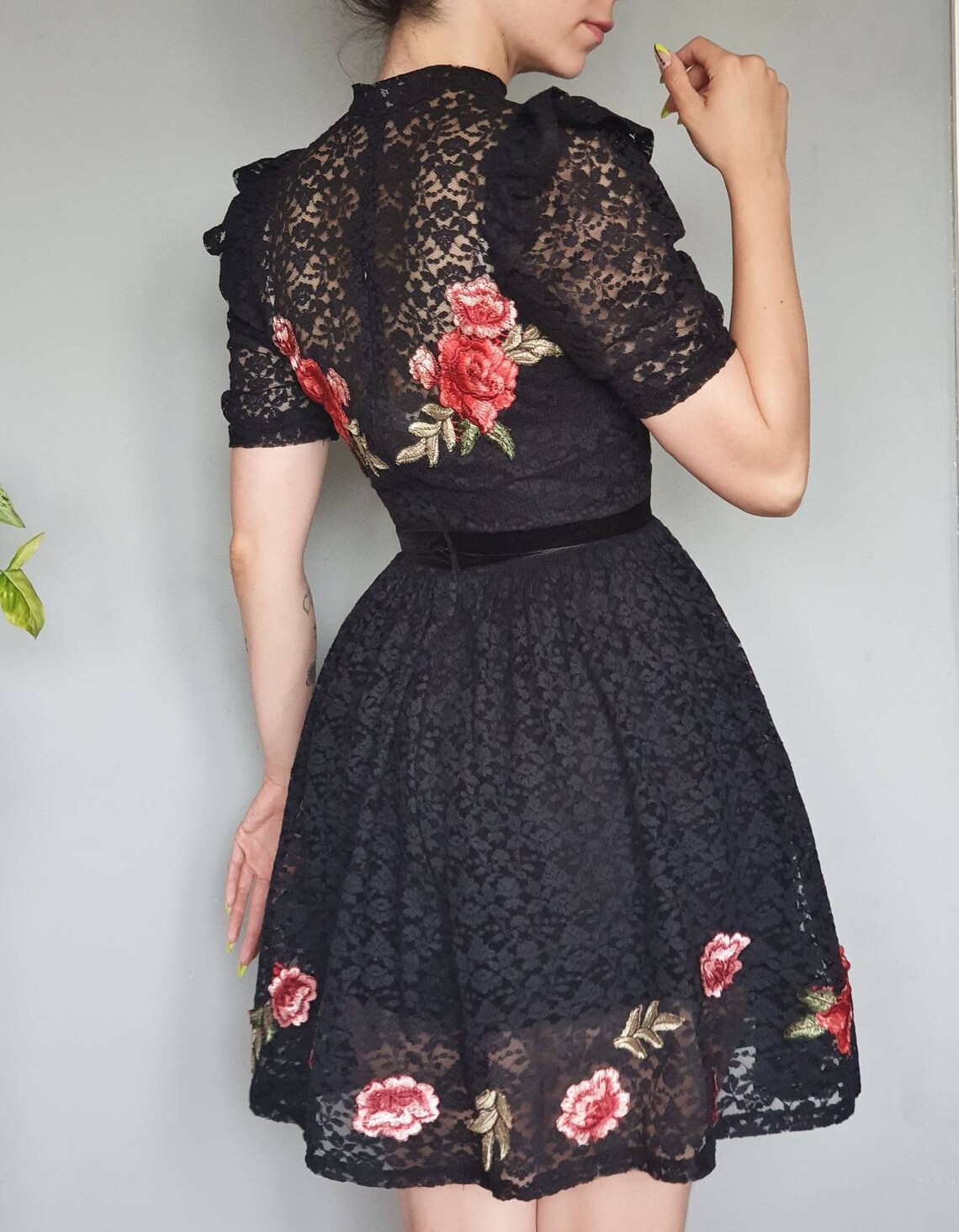Lace Dress With Floral Details - Etsy