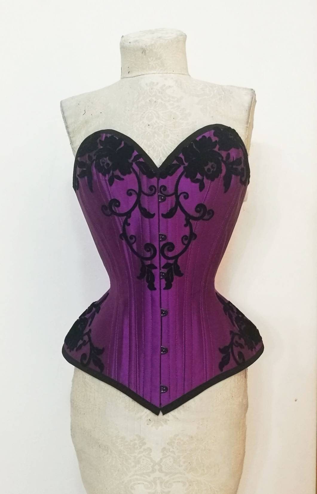 Overbust Corset With Velvet Lace - Etsy