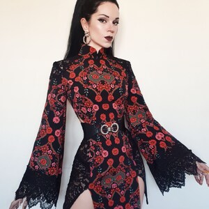 Red Floral Asian Inspired Dress - Etsy