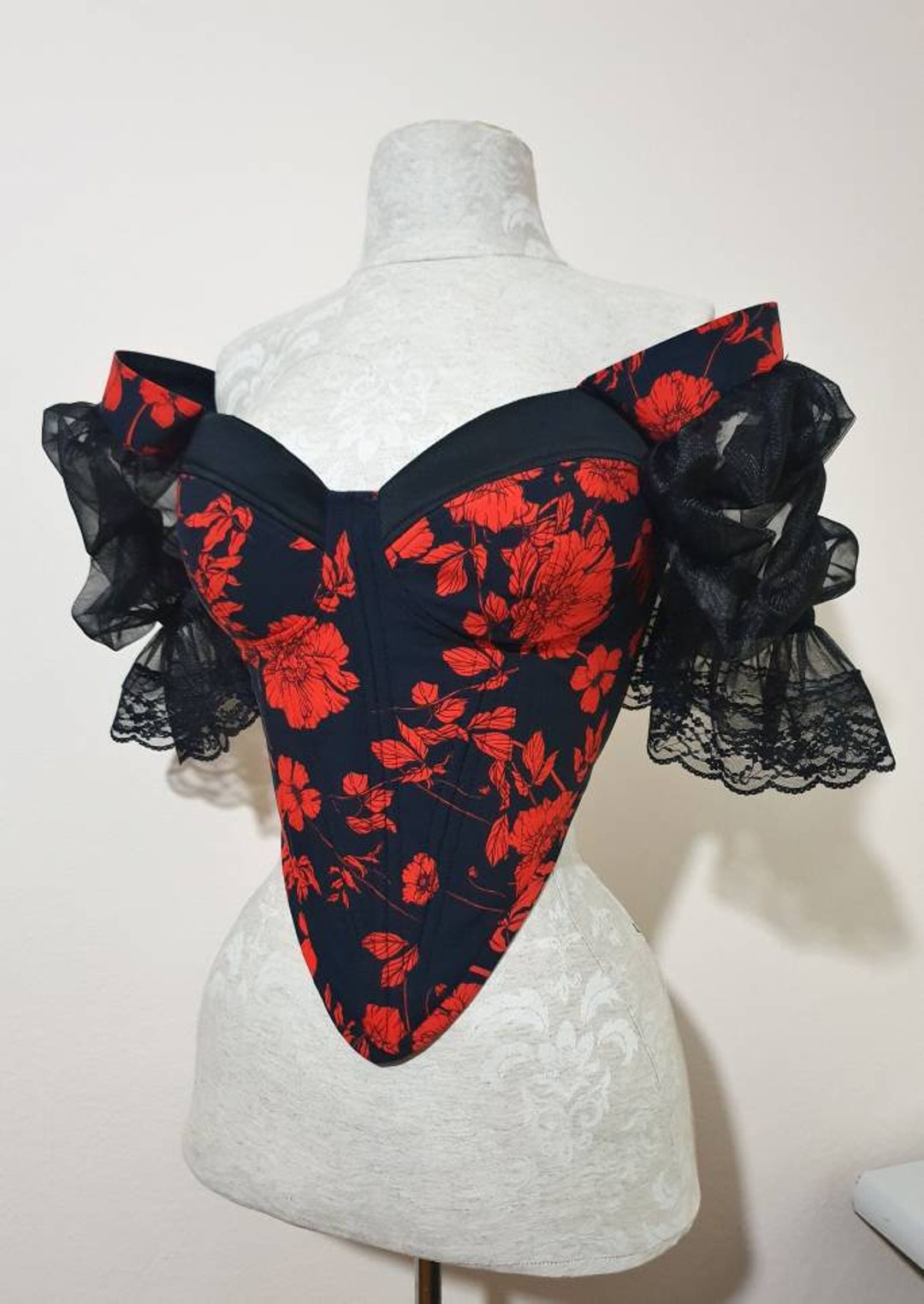 Black&red Cupped Corset - Etsy