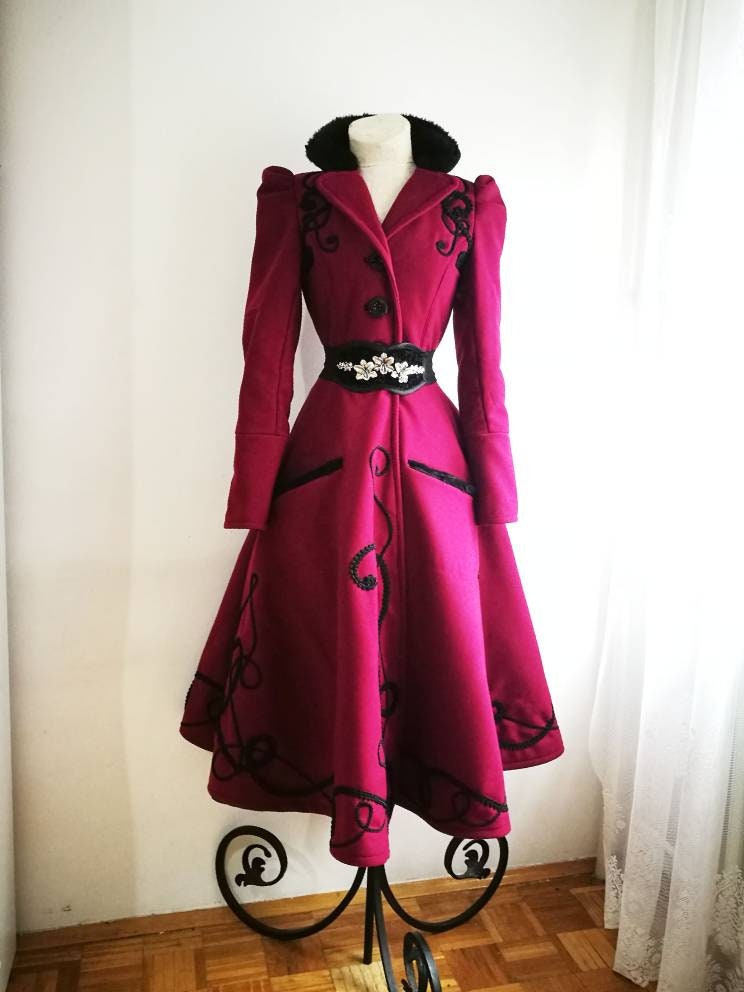 Victorian Era Inspired Wool Coat With Embroidery - Etsy