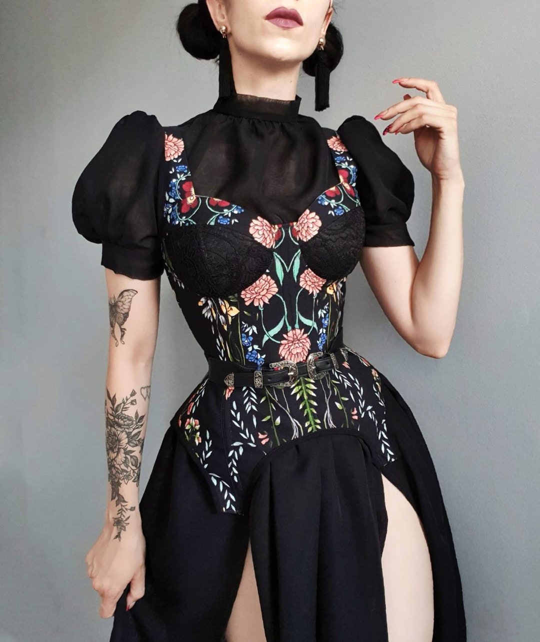 Floral Corset With Cups - Etsy