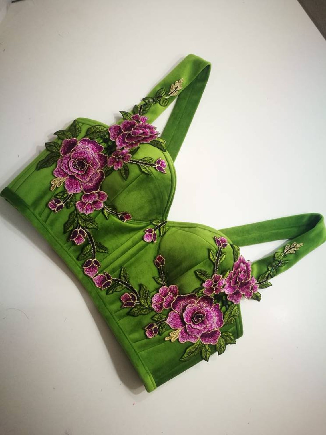 Green Velvet Bustier - Etsy