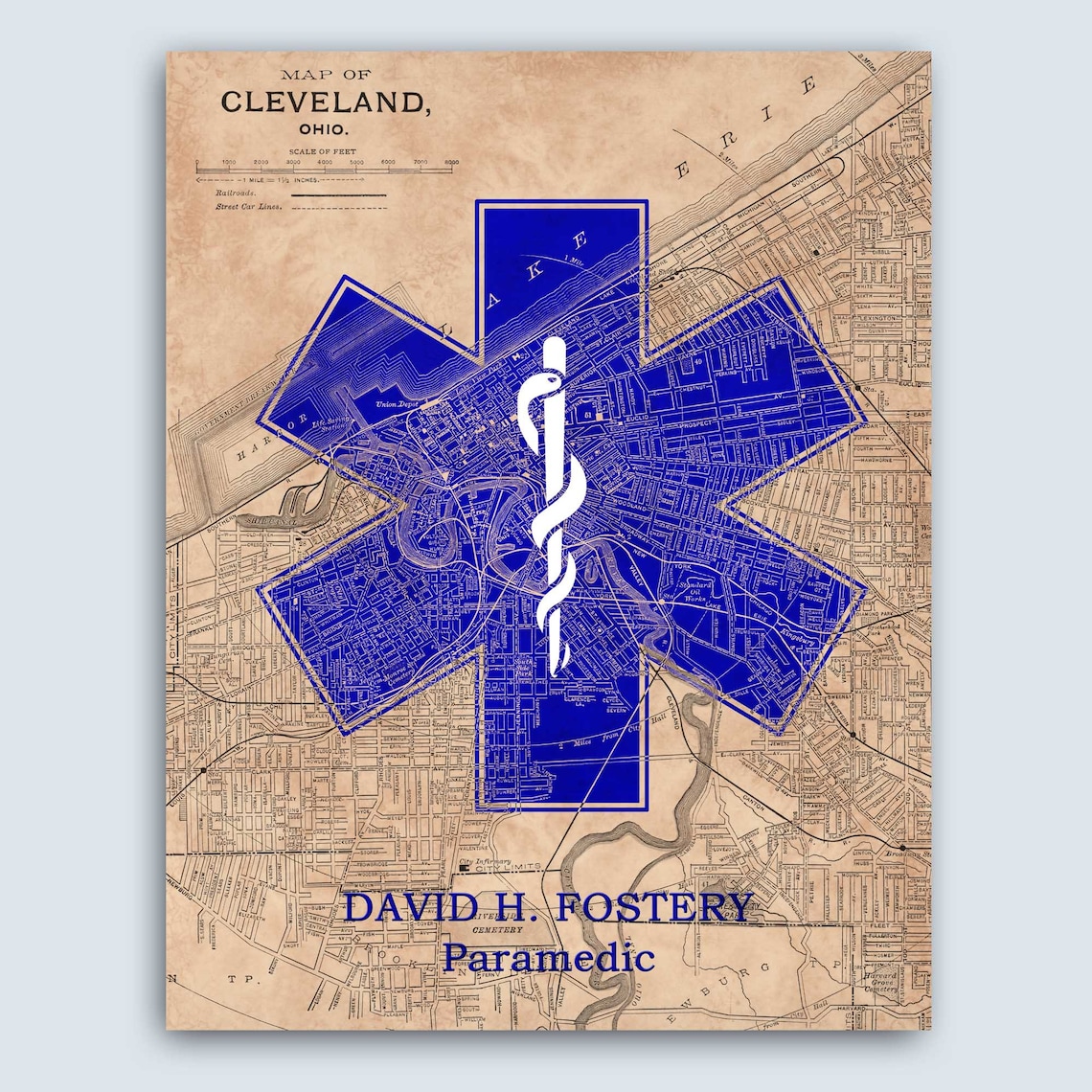 Personalized Paramedic Poster, Cleveland Map, EMT Graduation Gift - Etsy