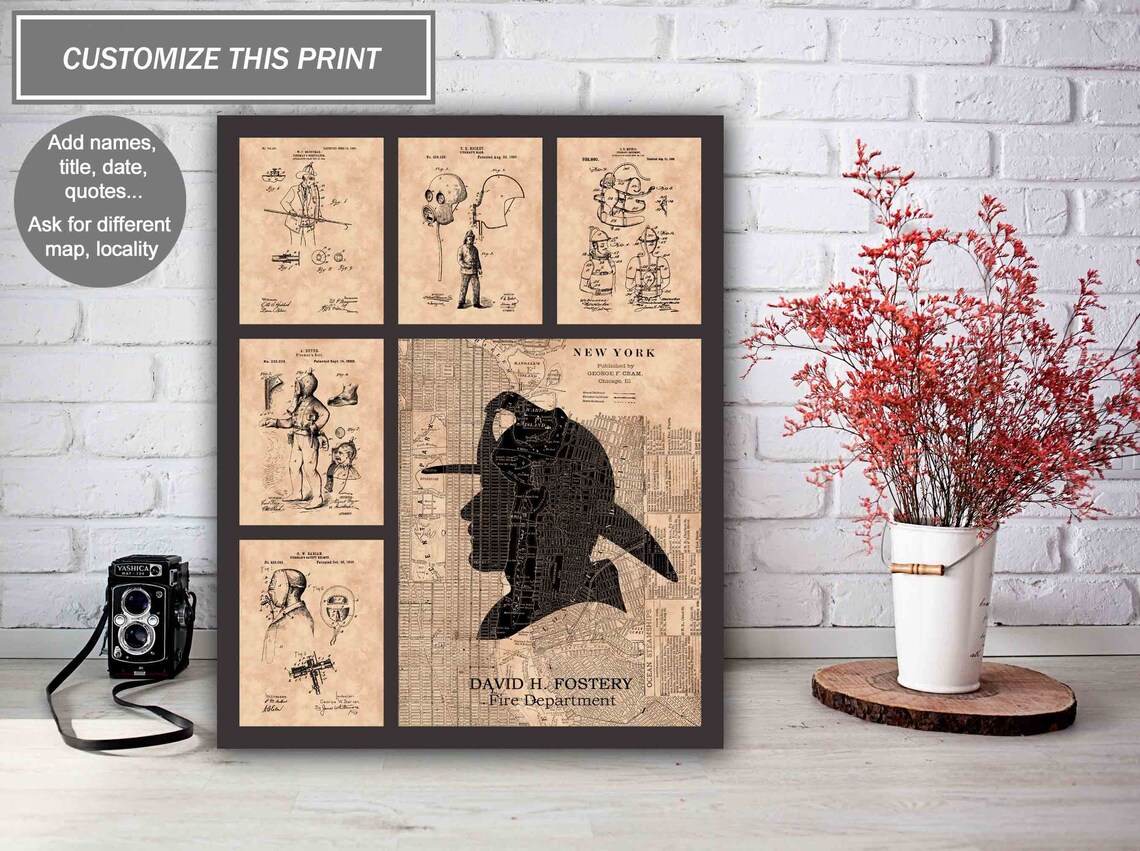 Firefighter Poster Custom Fireman Gift Fire House Decor - Etsy