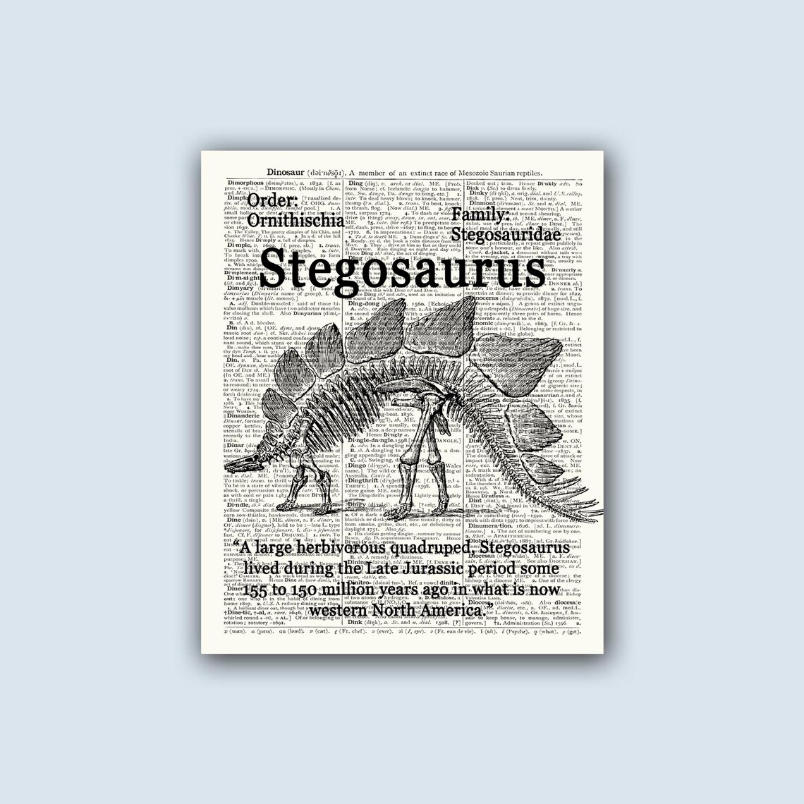 Stegosaurus Print Childrens Poster Dinosaur Art Print | Etsy